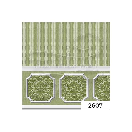 Annabelle Wainscot Mural Olive | Dollhouse Wallpaper | Itsy Bitsy Mini