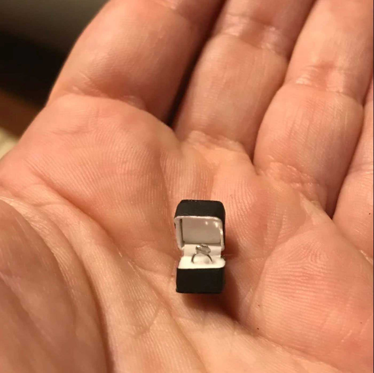 Engagement Ring in Blue Jewelry Box - Dollhouse Miniature - Itsy Bitsy Mini