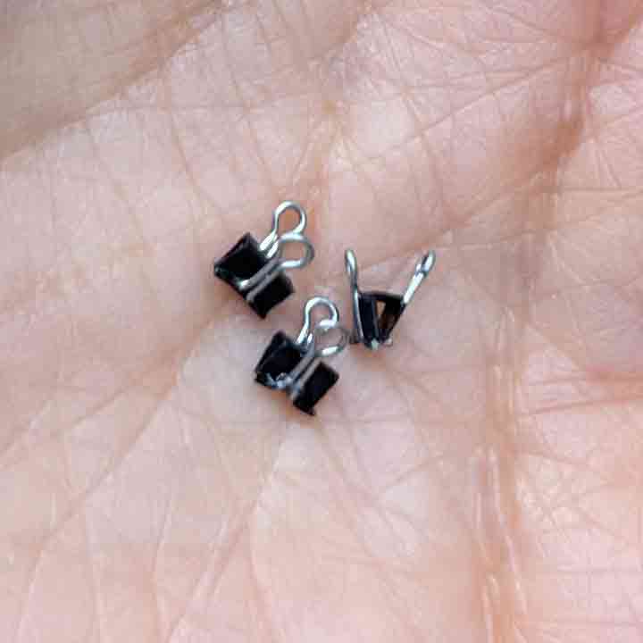 Black Binder Clips Set of Three | Dollhouse Miniature | Itsy Bitsy Mini