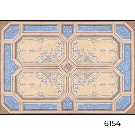 Blue Filigree - Dollhouse Ceiling Wallpaper Mural - Itsy Bitsy Mini